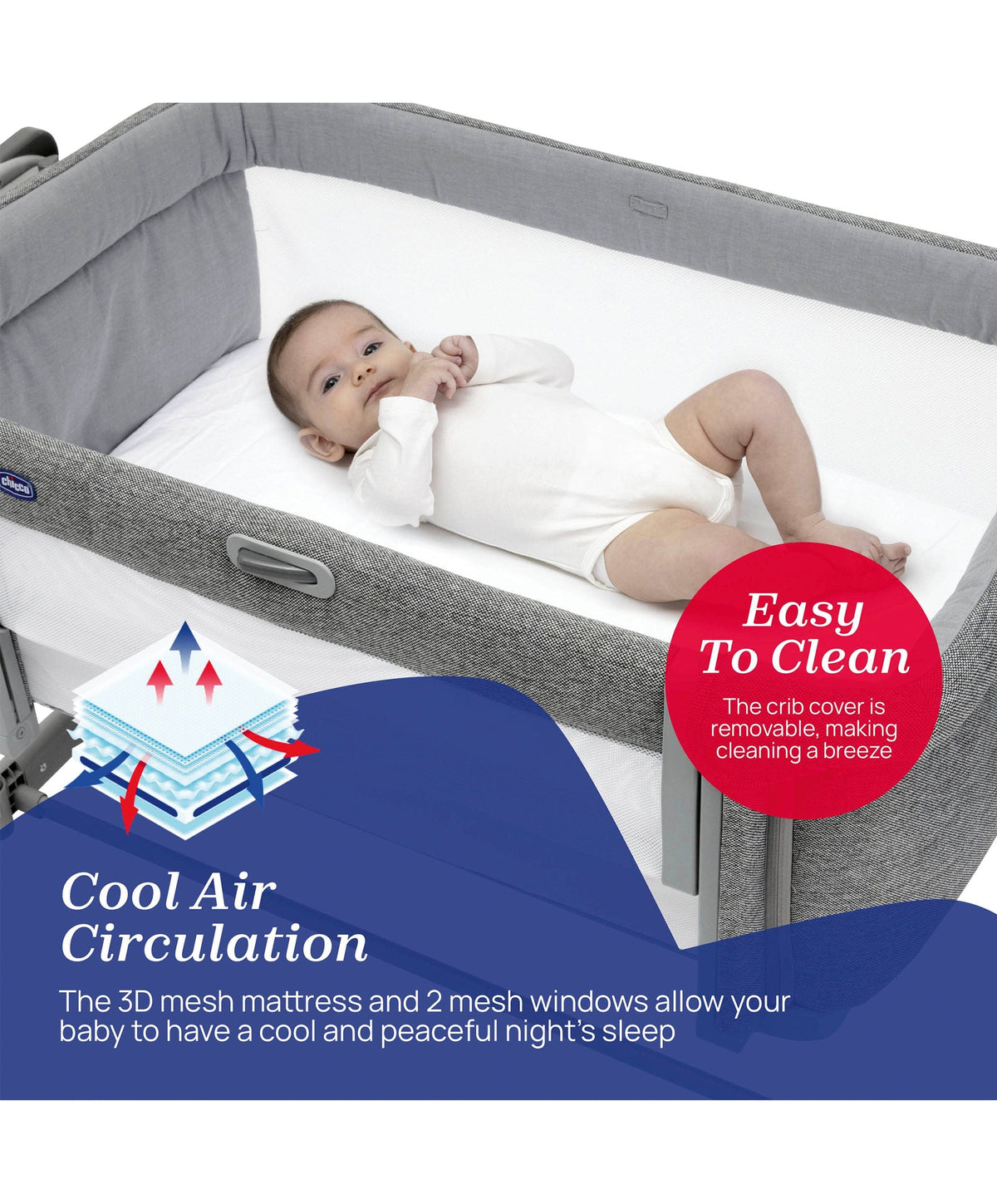 Chicco Next2Me Magic Evo Bedside Crib – Dark Grey – Mamas & Papas IE
