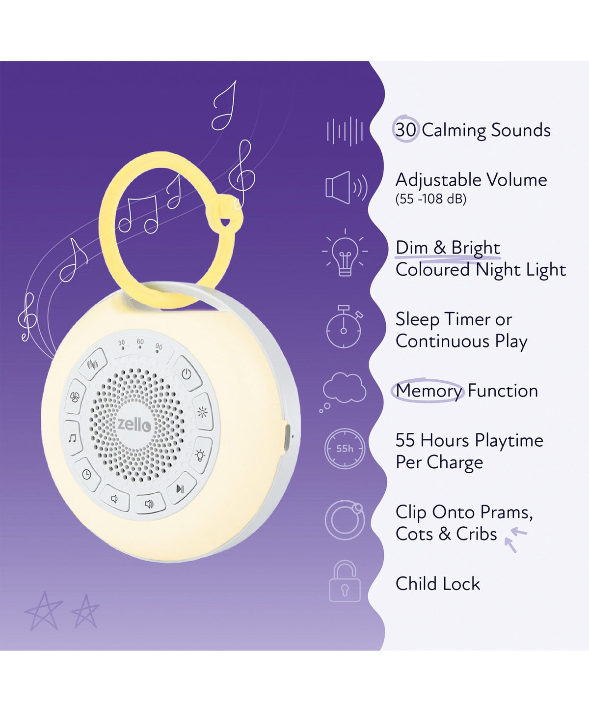Baby Noise Machine Rechargeable Baby Soothing Sounds Machine White ...